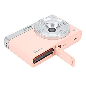 4K Digital Camera, 16X Zoom 50MP AF Autofocus Vlogging Camera, 2.88in IPS HD Mirrorless Camera with Battery, LED Fill Light Portable Mini Compact Camera for Macro Shooting, Teens, Students(Pink)