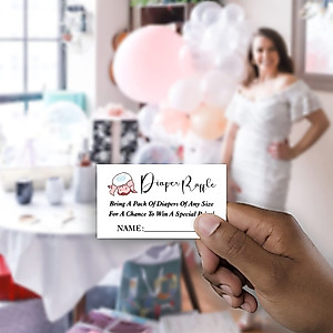 Diaper Raffle Sign,Diaper Raffle Baby Shower Game Kit (1 Standing Sign + 50 Guessing Cards),Baby Showers Decorations,Card for Baby Shower Game to Bring a Pack of Diapers-XN23
