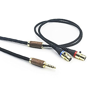 NewFantasia 4.4mm Balanced Cable Compatible with Audeze LCD-2, LCD-4, LCD-3, LCD-X, LCD-XC Headphone Upgrade Replacement Audio Cable 6N OCC Copper Silver Plated Cord Walnut Wood Shell 6.6ft