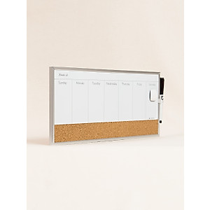 U Brands Magnetic Dry-Erase Weekly Calendar Board, 18 X 7.5 Inches, Silver Aluminum Frame