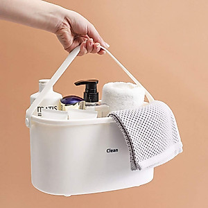 Cabilock 1pc Bath Basket Shampoo Tote Basket Wet Cloth Container Shower Storage Bin Portable Shampooer Bath Tote Fruit Containers Shower Basket Underwear Laundry Basket Pp Child White