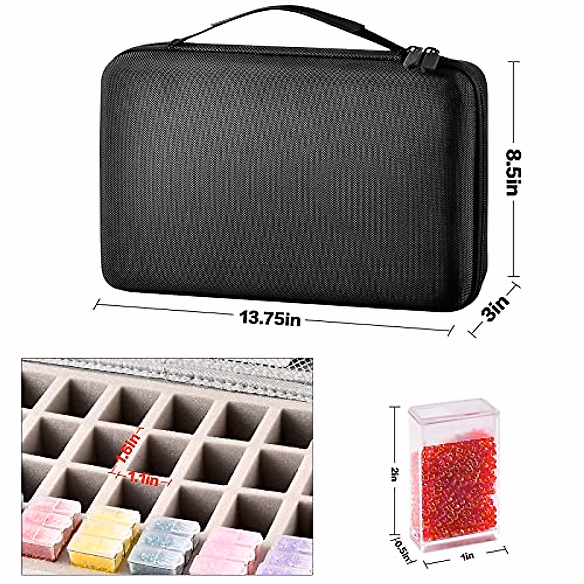 Diamond Painting Storage Containers, Bead Organizer Case with 108 Gird Tools Box, Sticker & Funnel Plate. Paint Art Accessories Holder for DIY 5D Embroidery Craft, Nail Diamonds and Jewelry (Box Only)