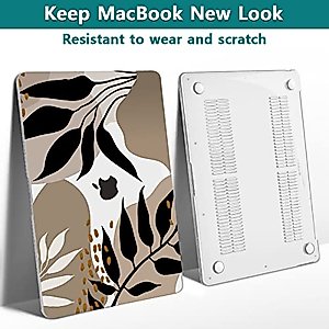 Teryeefi Compatible with 2020 MacBook Air 13 inch Case 2021 2019 Model M1 A2337 A2179 A1932, Clear Hard Shell Case & Keyboard Cover & Screen Protector for Mac Air 13 with Touch ID, Tropical Leaves