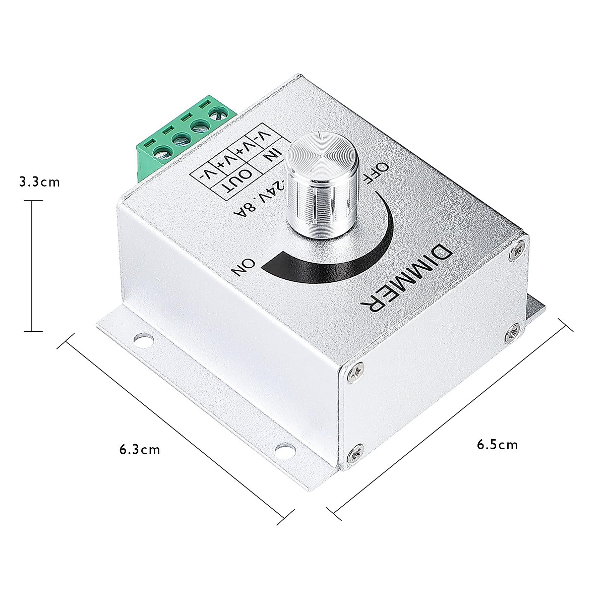 SUPERNIGHT 12V Dimmer Switch, Dimmer Knob Aluminium Case DC12V-24V 8A Single Channel Knob Dimmer Controller for LED Strip Bulb Lamp Light 5050 3528 5630 Single Color LED Strips