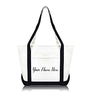 DALIX Black Monogram Tote Bag Personalized Name (1 to 9 Letters)