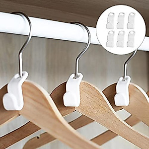 Prettyia 6X Heavy Duty Clothes Hanger Connector Connection Hook, Closet Space Saving Outfit Hangers Extender Clips Flocking Coat Hanger Extend Hook