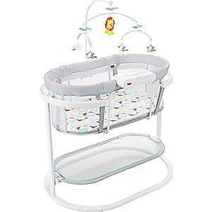 Fisher-Price Baby Bedside Sleeper Soothing Motions Bassinet With Lights Music Vibrations & Overhead Mobile, Windmill