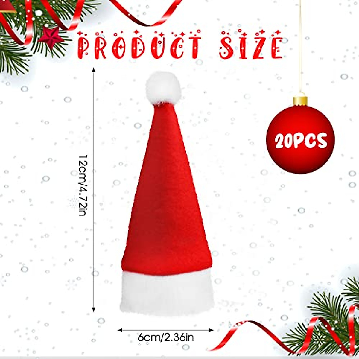 cobee 20 Pcs Christmas Cutlery Holders, Christmas Santa Hats Silverware Holders, Xmas Hat Tableware Cutlery Bags Christmas Pocket Knifes Forks Holders Dinnerware Decorations for Home Party