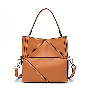 EvaLuLu Small Crossbody Bag for Women Leather Bucket Shoulder Bag Changeable Shape Purse (Small, Brown)