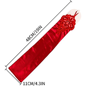 SAVITA Fingerless Long Red Gloves Pierced Elbow Length Satin Gloves 19" Stretchy Opera Evening Party 1920s Gloves for Women