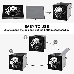 D20 Dice Yin Yang Collapsible Storage Bins Basics Folding Fabric Storage Cubes Organizer Boxes with Handles