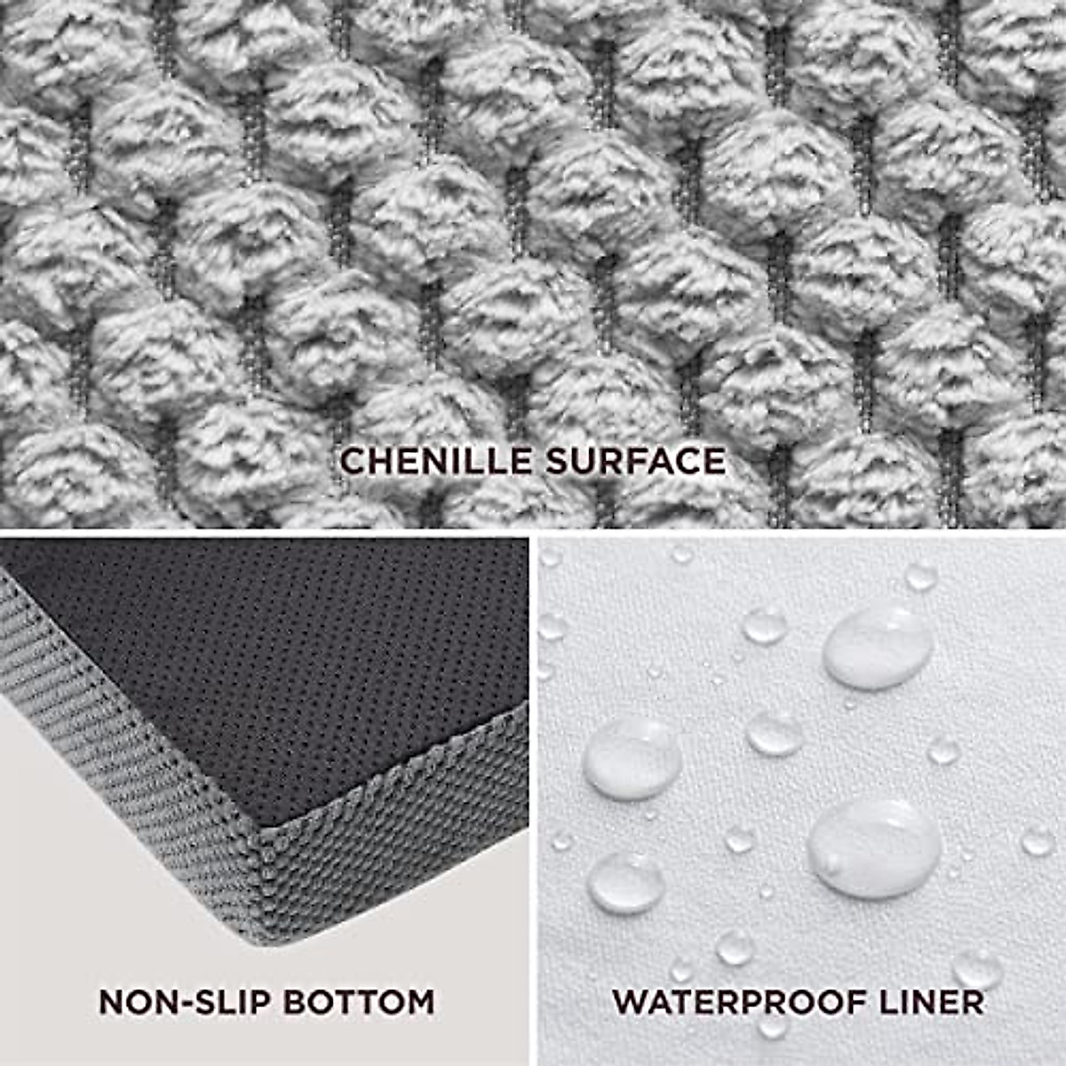 Lesure Large Memory Foam Dog Bed for Crate with Waterproof Liner for Large Dogs Grey - Orthopedic Washable Dog Bed with Removable Cover & Non-Slip Bottom - Cozy Dog Bed for Pet