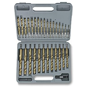 30pc Quick Change Titanium Drill Bit Set 1/4" Hex Shank Jobber Length Power Tool
