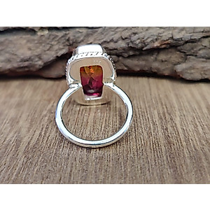 Boho Ring, Watermelon Tourmaline Ring, Rings for Women, 925 Solid Sterling Silver Ring, Tourmaline Quartz Ring, Handmade Jewelry, Statement Ring, Gift for Her (8)