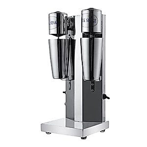 INTBUYING Milkshake Mixer Milk Mixer Commercial Double Heads Mixer Drink Milk Shaker 180W+180W with 2 Stainless Steel Cups 800ML/Cups , 2 Speed Adjustable