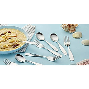 Exzact Exzact Children's Flatware Kids Silverware 18pcs/Toddler Utensils - 6 x Forks, 6 x Safe Dinner Knives, 6 x Dinner Spoons - Engraved Dog Cat Bunny