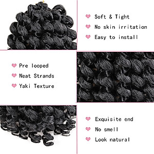 8 Inch 5 Pcs Wand Curl Crochet Hair Jamaican Bounce Crochet Hair Short Curly Braids Hair Curly Crochet Hair for Black Women 20 Roots/Pack(#1B)