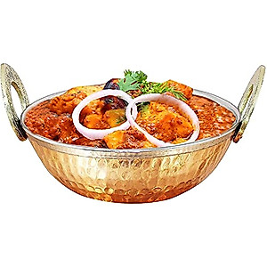 VAKRATUNDA KITCHENWARES 28 Oz Heavy-Duty Food Grade Stainless Steel Kadhai, Copper Bottom, Multipurpose Indian Large Serving Karahi Bowls, 7 Inches Set of (2)