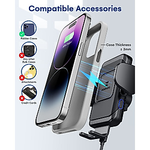ZeeHoo Wireless Car Charger,15W Fast Charging Auto-Clamping Car Mount,Windshield Dash Air Vent Phone Holder for iPhone 15 14 13 12 Mini 11 Pro Max XS XR