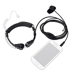FANVERIM 3.5mm Jack Plug Cool Throat Mic Microphone Covert Acoustic Tube Earpiece Headset with Finger PTT Compatible with Mobile Phone Vocal Hands-Free in-Ear Headset/Headphones/Earphones Black