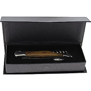French Home LG052 Connoisseur Pocket Knife with Cork Screw and Olive Wood handle, Wood Grain