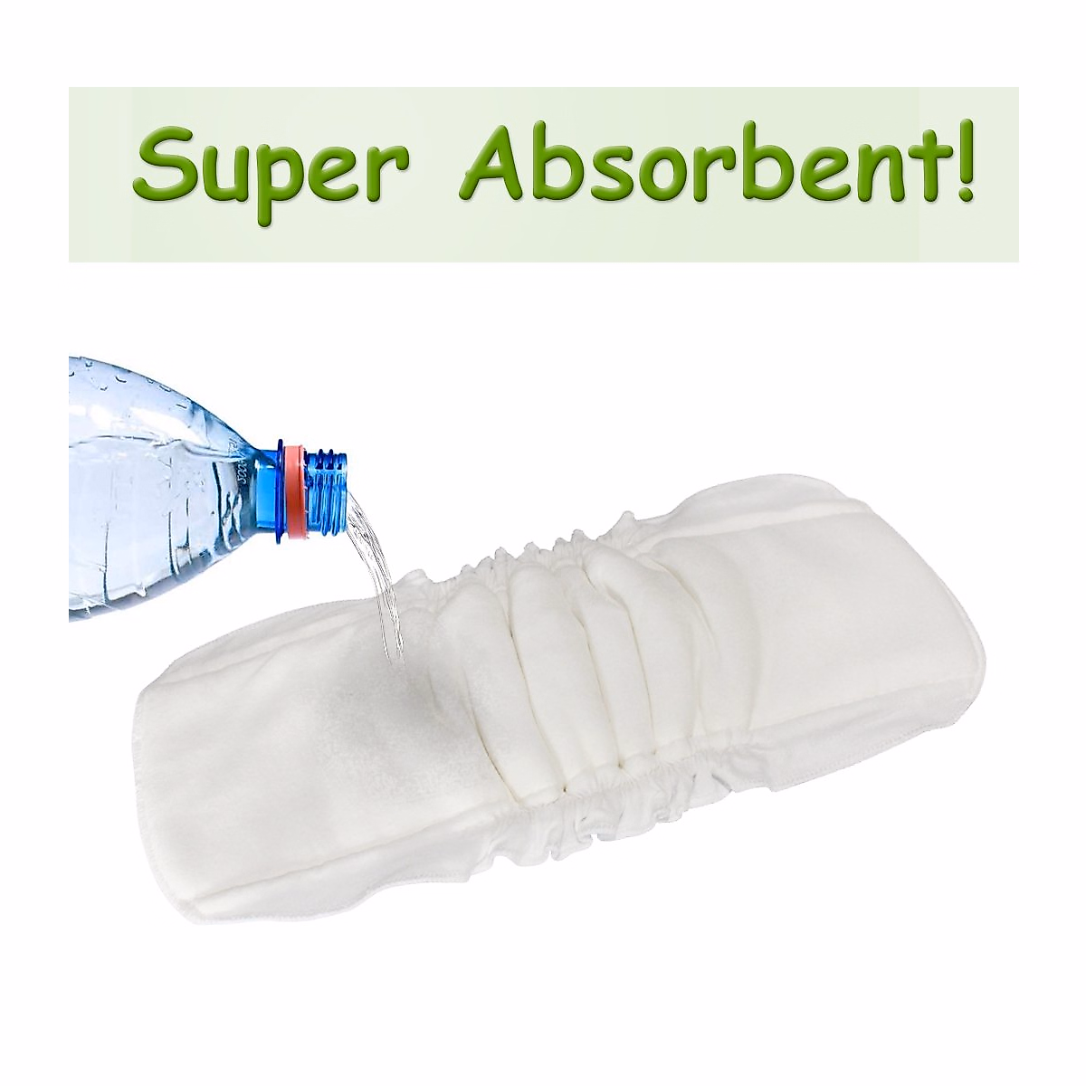 Vlokup Baby Waterproof Cloth Diaper Inserts 5 Layer with Gussets, 12 Pack, for Newborn Toddler Kids, Nature Bamboo Cotton Nappy Liner for Pocket Diaper, Reusable Washable Absorbent with Wet Bag