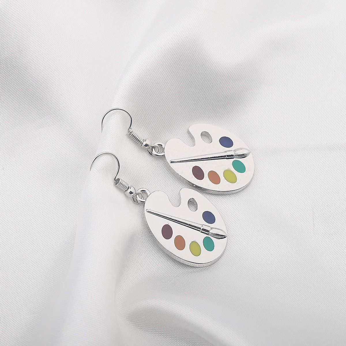 Artist Paint Brush Earrings Paint Palette Charm Earrings Colorful Painter Jewelry Artist Gift Art Teacher Gifts (Artist Charm Earrings)