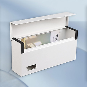 xydled Mailbox Wall Mount Door Mailboxes for Outside, Large Steel Hanging Metal Mailbox, Modern Post Box Package Parcel Drop Box for House Home, Textured White, 14.56''x7.1''x4''