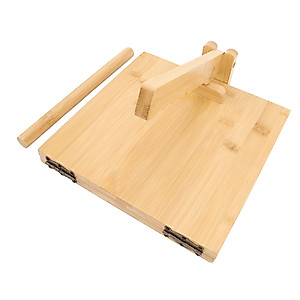 EVGATSAUTO Wooden Tortilla Press Maker, Rustproof Metal Dough Press for Home Kitchen, 50 Sheets Parchment Paper, Pizza Pancake Naan Press, Foodies