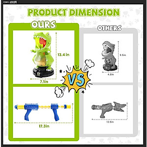EagleStone Dinosaur Shooting Toys for Boys 5 6 7 8 9 Years Old, Electronic Kids Target Games w/ Air Pump Gun, LCD Score Record, Sound, 24 Foam Balls, Birthday Party Favor,Christmas Gifts for Toddlers