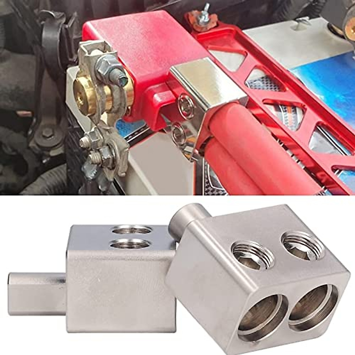 POCREATION 2 Pcs Amp Input Reducer,Dual 1/0 Gauge to 1/0 Gauge Wire Reducer Power and Ground Input Reducer Adapter for Car Audio Universal