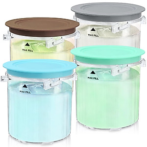 FENKOA Pint Containers and Lids Replacement for Ninja Creami Breeze Containers - 4 Pack, 16oz Pint Cups Replacement for NC100 NC101 NC200 NC201 NC201Q NC205A Ice Cream Maker, BPA Free