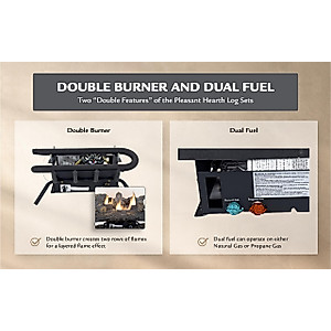 Pleasant Hearth 18-in Southern Oak Vent Free Gas Set 30,000 BTU's, Brown and Charred Logs