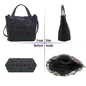 CAFINY Geometric Purse for Women,Geometric Luminous Purses and Handbags,Geometric Bags and Holographic crossbody bag(Medium)