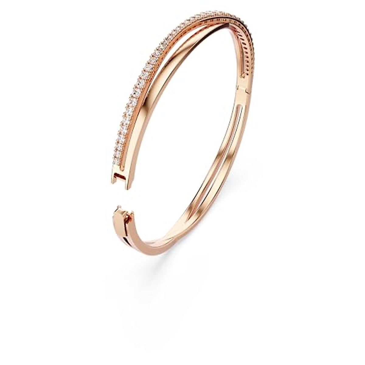 SWAROVSKI Hyperbola Bangle Bracelet with Clear Crystals on a Rhodium Finished Setting, Size One