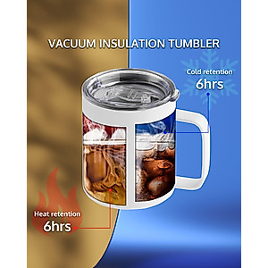 OFFNOVA 12oz Sublimation Tumblers Blank 4 Pack Stainless Steel Coffee Tumblers With Handle and Lid, Double Wall Vacuum Camping Cup for Hot & Cold Drinks Tea