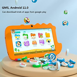 COOPERS Kids Tablet, 7 inch Tablet for Kids, Android 11.0 Tablets PC 2GB+32GB ROM Toddler Tablet for Children, Pre-Installed Kids Software, Dual Camera, Dual Speaker, WiFi Tablet Computer, Yellow