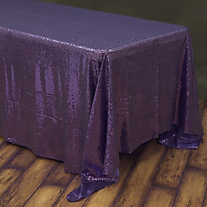 Tableclothsfactory Luxury Collection Duchess Sequin Rectangle Tablecloth 90 x 156 - Purple