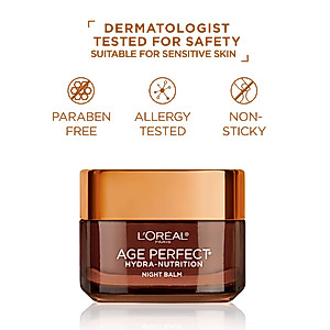 L'Oreal Paris Skincare Age Perfect Hydra Nutrition Ultra Nourishing Honey Night Balm, Face Moisturizer to Comfort, Improve Resilience on Dry Skin, Manuka Honey and Nurturing Oils, 1.7 oz.