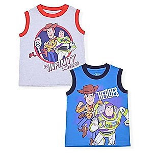 Disney Toy Story Woody & Buzz Lightyear Boys’ 2 Pack Tank Top for Toddler and Little Kids - Blue/Grey
