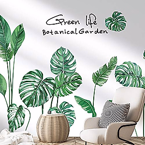 Creative Girls Nursery Room Wall Decoration Art Decor Decals 3D DIY Green Plants Fresh Leaves Peel Stick Wall Stickers Murals Paper for Kids Baby Bedroom Living Room Office Bathroom Wall Corner