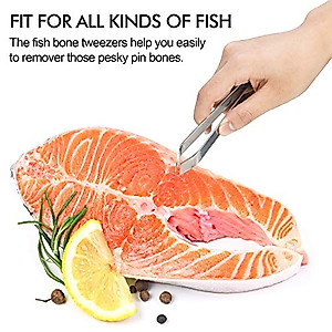 Fish Bone Tweezers, Professional Stainless Steel Flat and Slant Pliers Set for Kitchen Salmon Trout, 2 Pcs