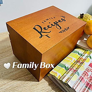 Lumicook Wood Recipe Box – with 120 4x6 inch Cards and 7 Dividers – Eco Friendly Light Brown Bamboo Wood Recipe Holder – Gift for Mom, Women, Wedding, Christmas