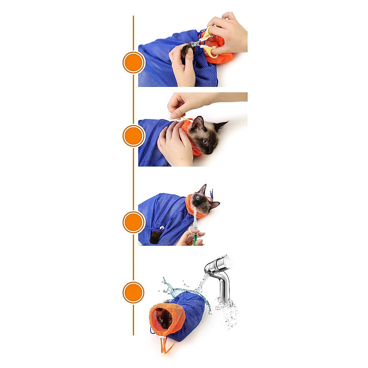 Cat Grooming Bag Puppy Dog Cleaning Polyester Soft Mesh Scratch & Biting Resisted for Bathing Injecting Examining Nail Trimming