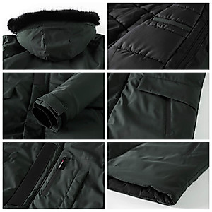 WEEN CHARM Men's Warm Parka Ski Jacket Water Resistant Puffer Jacket Long Winter Coat with Removable Faux Fur Hood