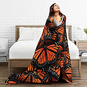 LIVE & LOVE Micro Fleece Blanket Throw Blanket Monarch Butterflies Print Ultra-Soft Fuzzy Light Weight Cozy Warm Fluffy Plush Blanket Microfiber for Bed Couch Chair Living Room Fall Winter Spring