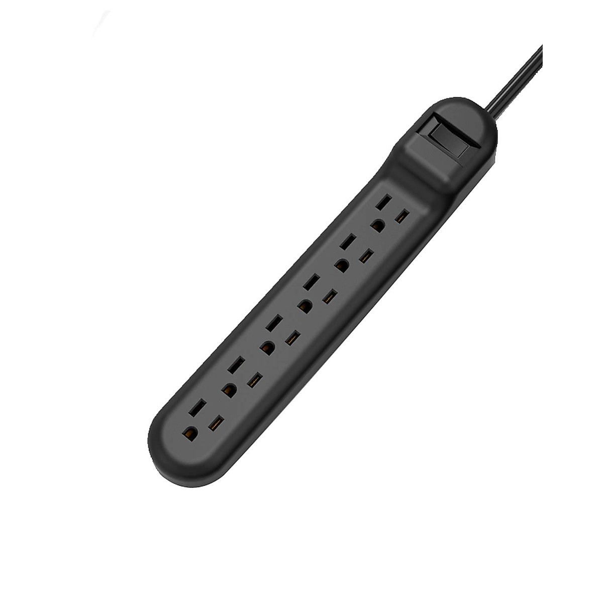 Wishinkle Surge Protector with 6 Outlets, 2.5-Foot Flat Plug Extension Cord Power Strip, 500 Joule, Multiple Protection Outlet Strip for Home, Office, Travel, School-Black, Pack of 2