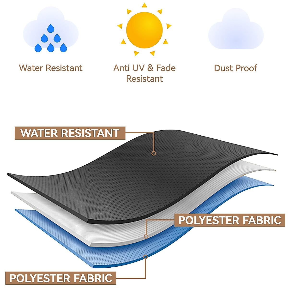 ZLACUIU Patio Umbrella Cover UV Resistant Patio Umbrellas Covers for 9ft to 13ft Cantilever Umbrella with Zipper and Rod, Tan