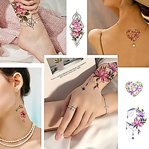 Roarhowl Extra Large Temporary Tattoo for Women Girls Sexy tattoo Flower Waterproof Fake Tattoos fake Tattoo