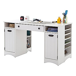 South Shore Artwork Craft Table with Storage, Pure White